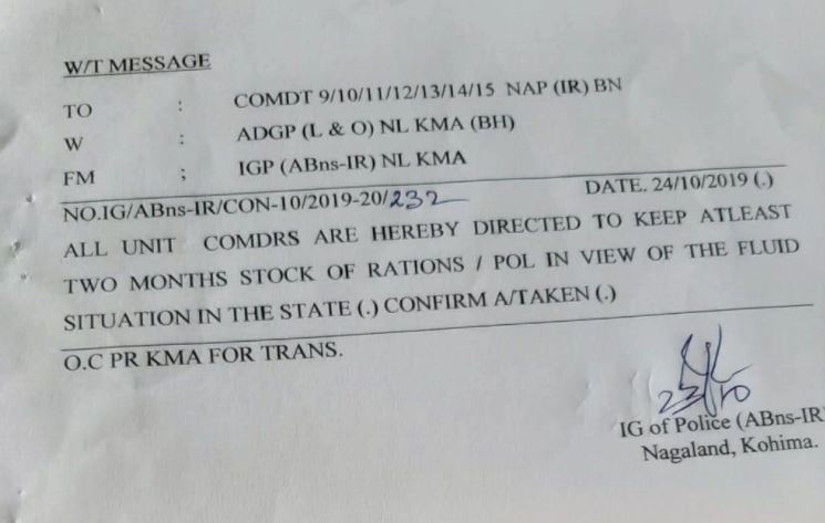 Naga talks: IRBn unit heads told to keep 2-month stock of rations ...